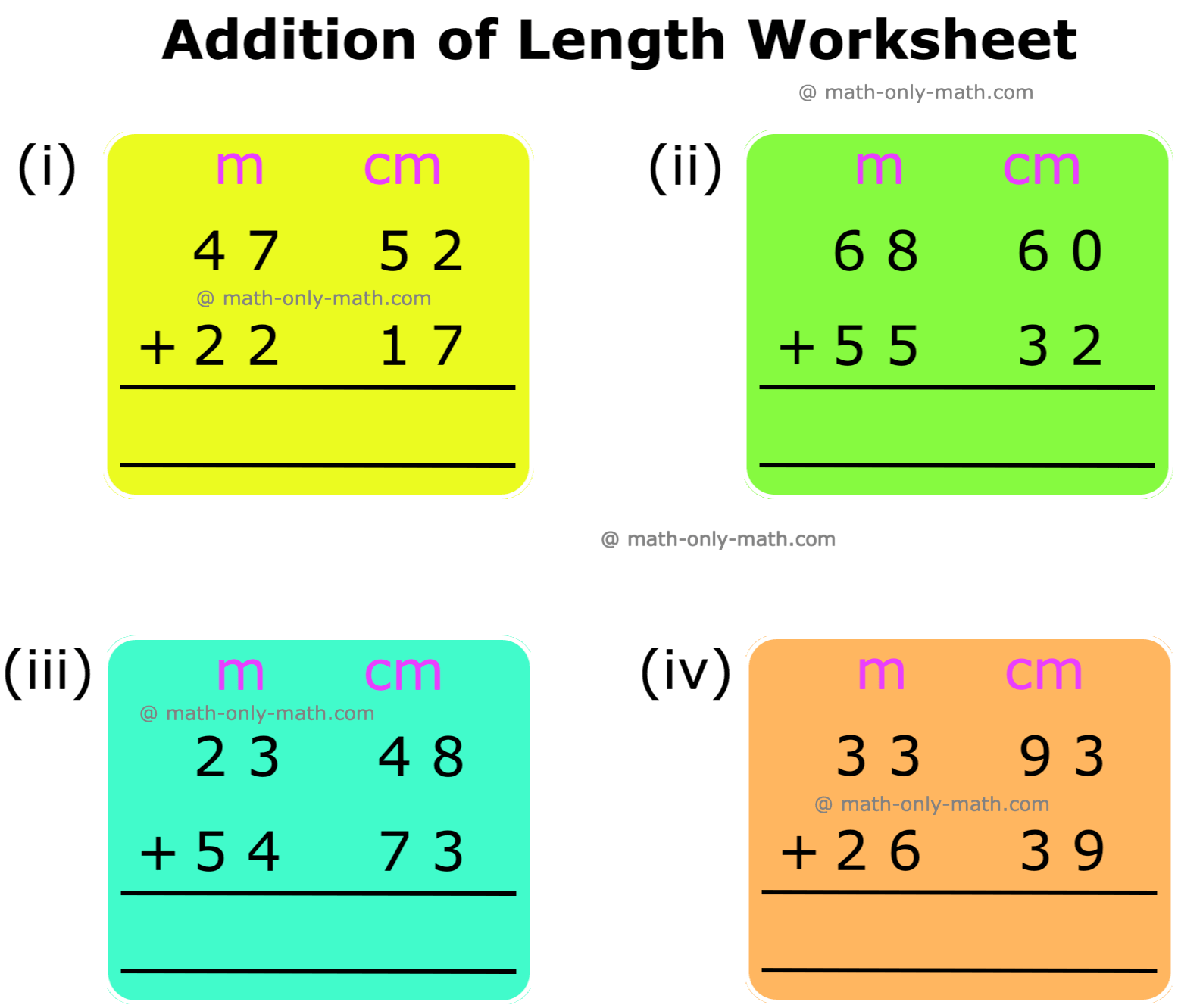 Addition of Length | Learn How the Values of Length are Arranged