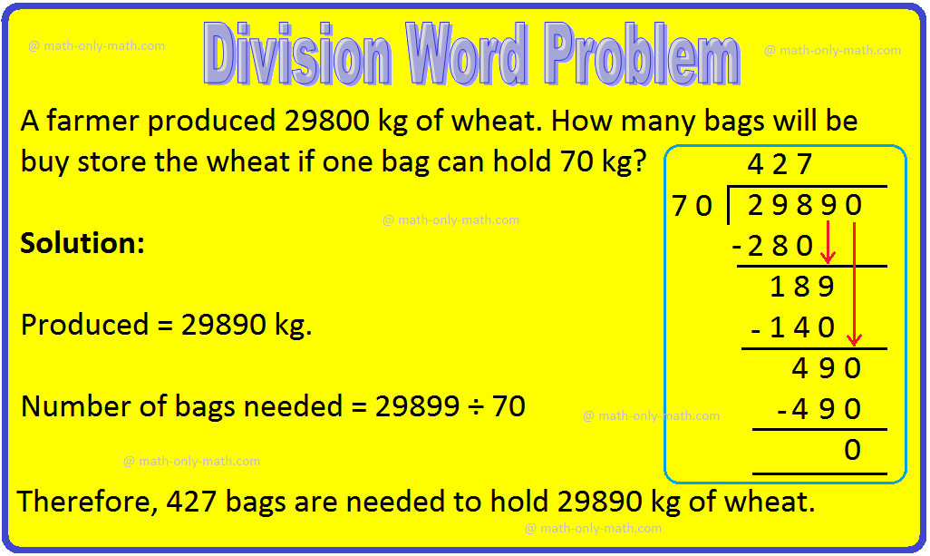 Word Problems on Division | Examples on Word Problems on Division