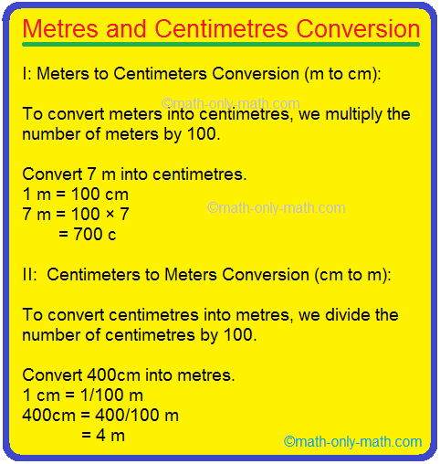 Metres and Centimetres Conversion | Converting cm to m and m to cm
