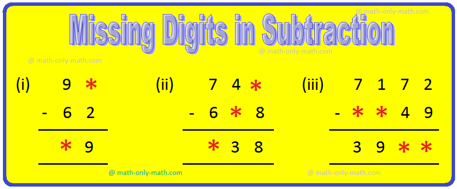 Find the Missing Digits | Missing Digits in Addition and Subtraction