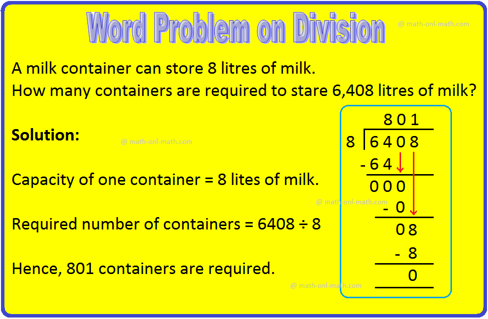 Word Problems on Division | Examples on Word Problems on Division