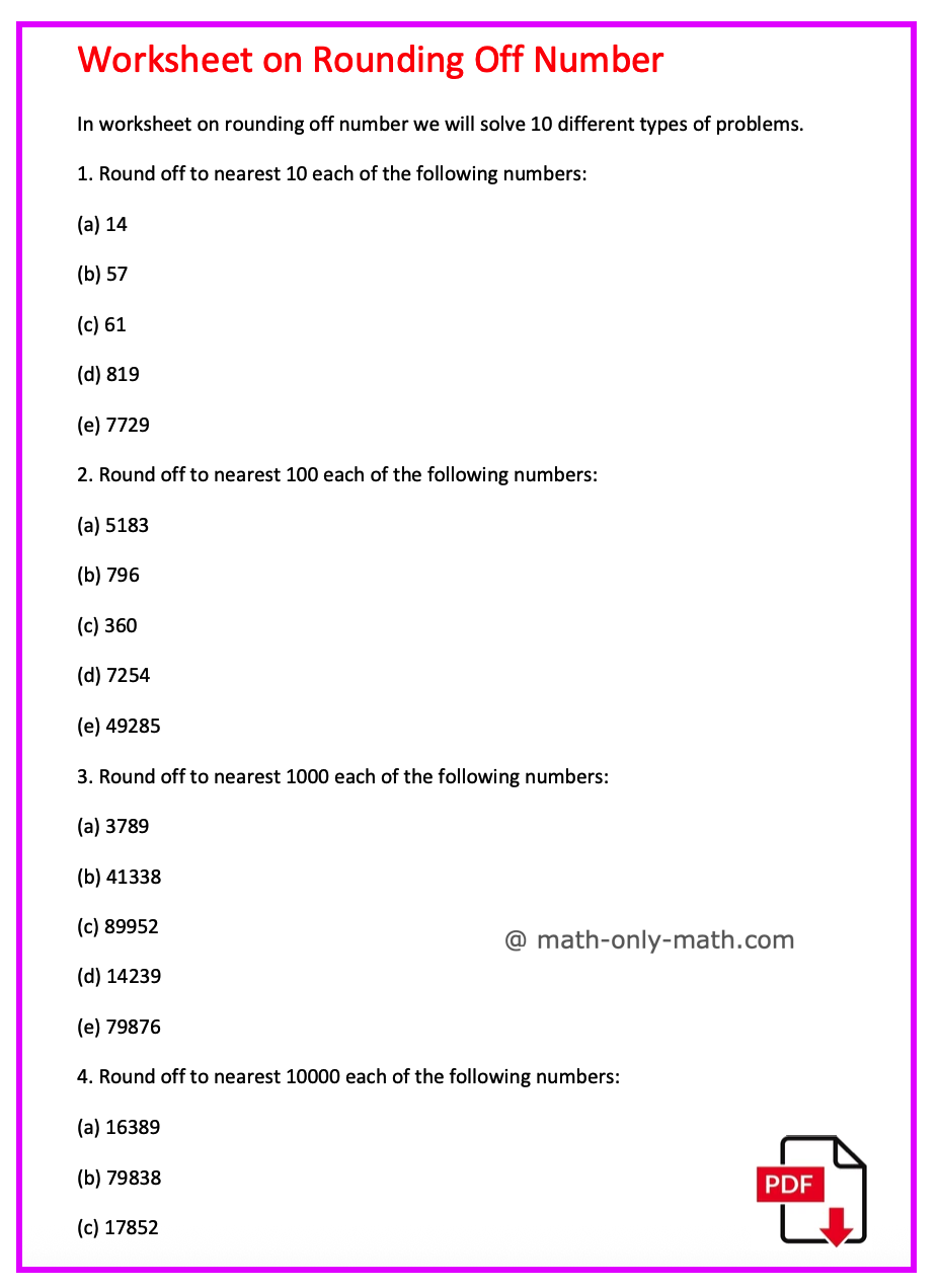 Worksheet on Rounding Off Number | Rounding off Number | Nearest 10